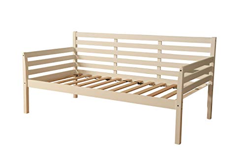 Cordova Futons Daybed Frame Twin Choice to add Trundle White Wood Finish Includes Solid Wooden Slats Lounger Best Futon Day Bed Sets ( White, Twin Frame w/ Slats Only)