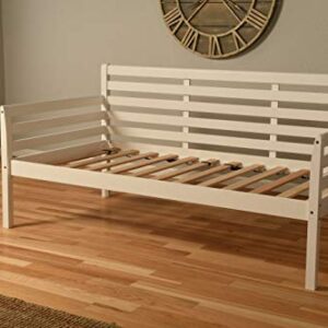 Cordova Futons Daybed Frame Twin Choice to add Trundle White Wood Finish Includes Solid Wooden Slats Lounger Best Futon Day Bed Sets ( White, Twin Frame w/ Slats Only)