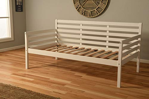 Cordova Futons Daybed Frame Twin Choice to add Trundle White Wood Finish Includes Solid Wooden Slats Lounger Best Futon Day Bed Sets ( White, Twin Frame w/ Slats Only)