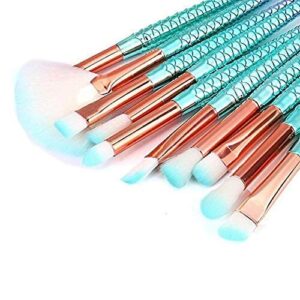 Funfunman Makeup Brushes 11PCS Make Up Foundation Eyebrow Eyeliner Blush Cosmetic Concealer Brushes(Mermaid Colorful)