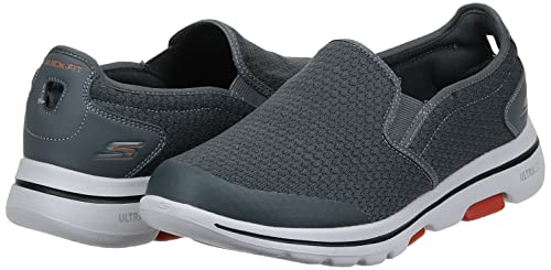 Skechers Men's GOwalk 5 - Elastic Stretch Athletic Slip-On Casual Loafer Walking Shoe Sneaker, Charcoal, 9