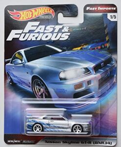 hot wheels fast & furious premium fast imports, silver nissan skyline gt-r 1/5