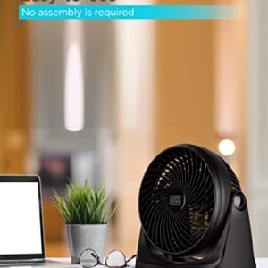 BLACK+DECKER Turbo Desk Fan – Electric Portable 7 Inch Table Fan with Adjustable Tilt for Quiet Cooling, Black