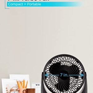 BLACK+DECKER Turbo Desk Fan – Electric Portable 7 Inch Table Fan with Adjustable Tilt for Quiet Cooling, Black