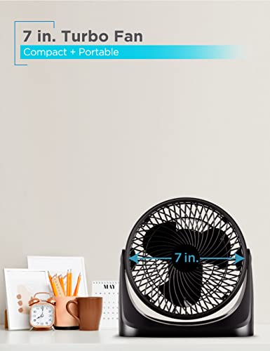 BLACK+DECKER Turbo Desk Fan – Electric Portable 7 Inch Table Fan with Adjustable Tilt for Quiet Cooling, Black