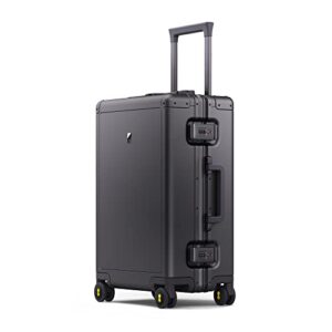 level8 gibraltar carry on luggage, 20" aluminum frame hardside suitcase zipperless luggage with tsa lock, 8 spinner wheels - dark grey