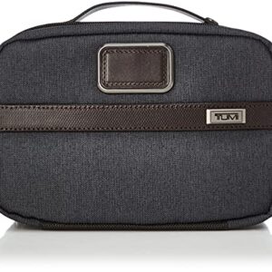 TUMI Alpha 3 Split Travel Kit - Luggage Accessories Toiletry Bag for Men and Women with Embossed Leather Carry Handle - Anthracite