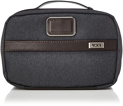 TUMI Alpha 3 Split Travel Kit - Luggage Accessories Toiletry Bag for Men and Women with Embossed Leather Carry Handle - Anthracite