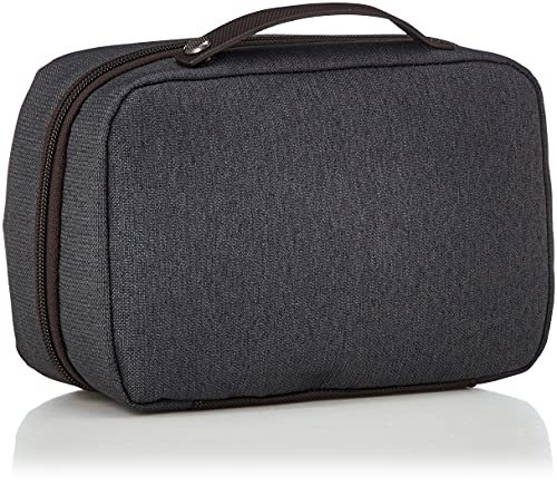 TUMI Alpha 3 Split Travel Kit - Luggage Accessories Toiletry Bag for Men and Women with Embossed Leather Carry Handle - Anthracite