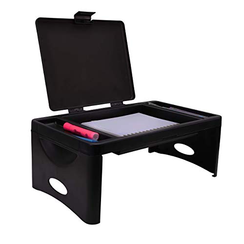 Foldable Lap Desk with Storage Pocket | Perfect use for Children's Activites, Travel, Breakfast in Bed, Gaming and Much More! Great for Kids and Teens! (Black)