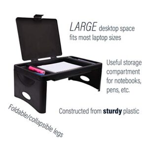 Foldable Lap Desk with Storage Pocket | Perfect use for Children's Activites, Travel, Breakfast in Bed, Gaming and Much More! Great for Kids and Teens! (Black)