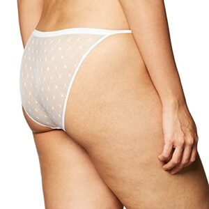 DKNY Women's Monogram Mesh String Bikini Panty, Poplin White, Medium