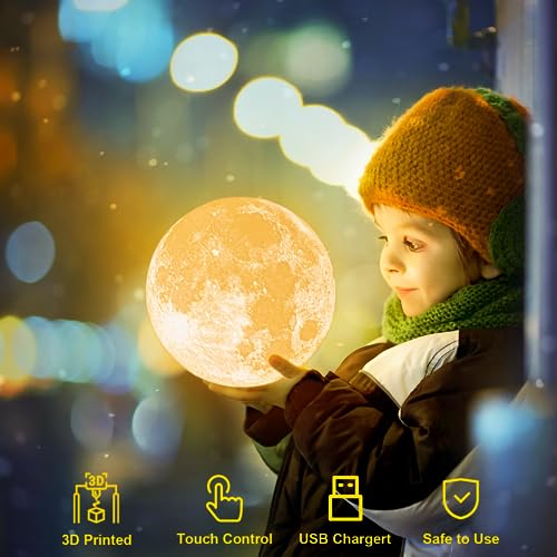 Balkwan Moon Lamp for Kids - 3D Magical Globe Ball for Space Decor - Classical Moon Night Light - Dimmable and Touch Control Design,Birthday Gifts for Women,Kids,Child and Baby Home Decor