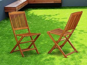 east west furniture cameron foldable patio dining chairs-acacia wood, set of 2, natural oil