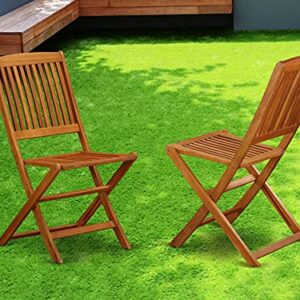 East West Furniture Cameron Foldable Patio Dining Chairs-Acacia Wood, Set of 2, Natural Oil