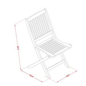 East West Furniture Cameron Foldable Patio Dining Chairs-Acacia Wood, Set of 2, Natural Oil