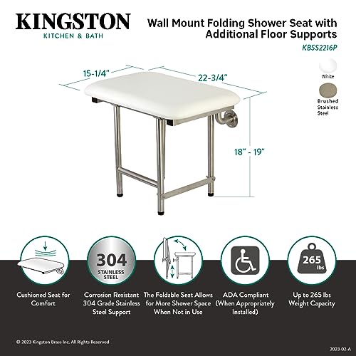 Kingston Brass KBSS2216P Adascape Shower Seat, Brushed Stainless Steel