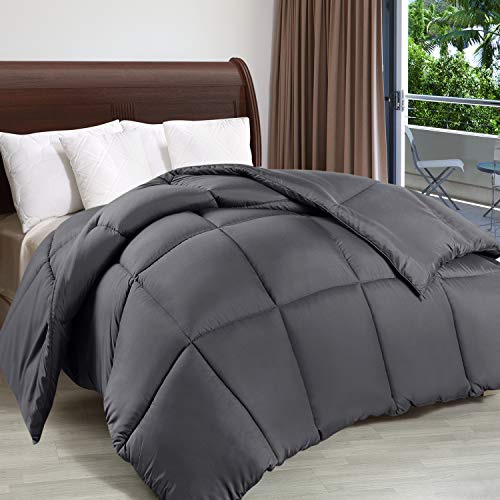 Utopia Bedding Comforter Duvet Insert - Quilted Comforter with Corner Tabs - Box Stitched Down Alternative Comforter (Queen, Grey)