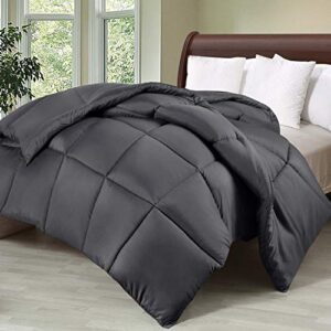 Utopia Bedding Comforter Duvet Insert - Quilted Comforter with Corner Tabs - Box Stitched Down Alternative Comforter (Queen, Grey)