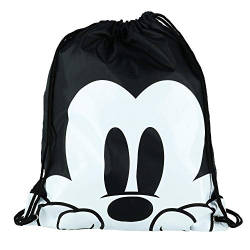 Disney Mickey Mouse Face Drawstring Tote Backpack, Black, One Size