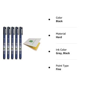 Tombow Fudenosuke Fude Brush Pen Hard (GCD-111) x5 Set, with Original Sticky Notes – Great for Calligraphy, Art Drawings, Illustration, Manga