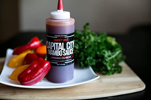 Capital City Mambo Sauce - Sweet Hot Recipe | Washington DC Wing Sauces | Perfect Condiment Topping for Wings, Chicken, Pork, Beef, Seafood, Burgers, Rice or Noodles | 12 oz Bottles (2 Pack)