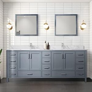 Lexora Jacques 84 in. W x 22 in. D Dark Grey Double Bath Vanity