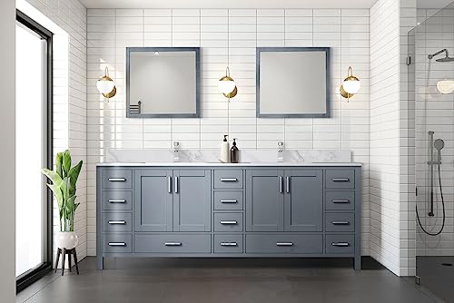 Lexora Jacques 84 in. W x 22 in. D Dark Grey Double Bath Vanity