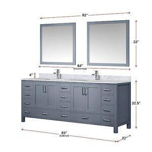 Lexora Jacques 84 in. W x 22 in. D Dark Grey Double Bath Vanity