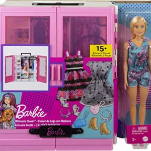 Barbie Fashionistas Ultimate Closet Portable Fashion Toy with Doll, Clothing, Accessories and Hangers, Gift for 3 to 8 Year Olds