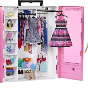 Barbie Fashionistas Ultimate Closet Portable Fashion Toy with Doll, Clothing, Accessories and Hangers, Gift for 3 to 8 Year Olds