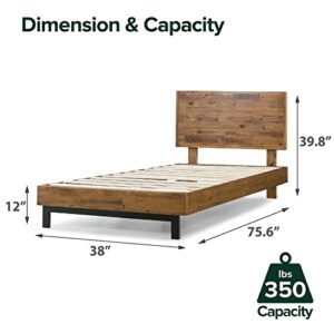 ZINUS Tricia Wood Platform Bed Frame with Adjustable Headboard / Wood Slat Support with No Box Spring Needed / Easy Assembly, Twin