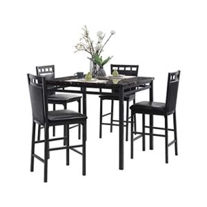 homelegance 5-piece pack counter height dinette set, black