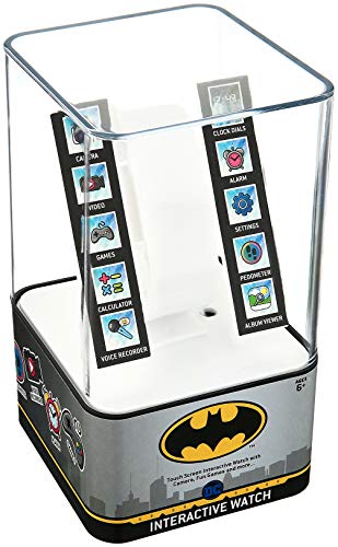 Accutime Kids DC Comics Batman Black Educational Learning Touchscreen Smart Watch Toy for Boys, Girls, Toddlers - Selfie Cam, Learning Games, Alarm, Calculator, Pedometer & More (Model: BAT4740)