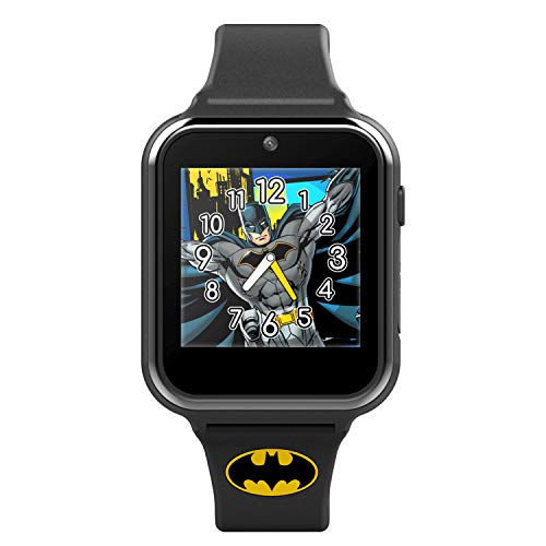 Accutime Kids DC Comics Batman Black Educational Learning Touchscreen Smart Watch Toy for Boys, Girls, Toddlers - Selfie Cam, Learning Games, Alarm, Calculator, Pedometer & More (Model: BAT4740)