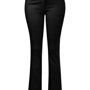 Design by Olivia Women's High Waist Comfy Stretchy Bootcut Trouser Pants Black L