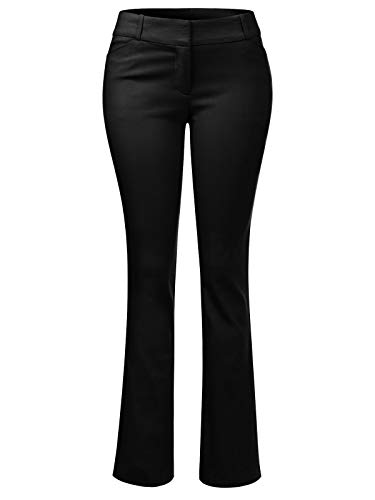 Design by Olivia Women's High Waist Comfy Stretchy Bootcut Trouser Pants Black L