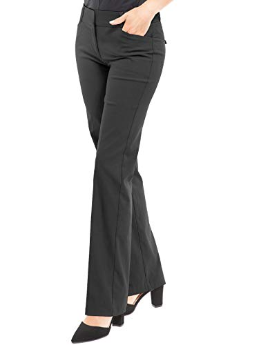 Design by Olivia Women's High Waist Comfy Stretchy Bootcut Trouser Pants Black L