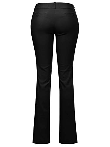 Design by Olivia Women's High Waist Comfy Stretchy Bootcut Trouser Pants Black L