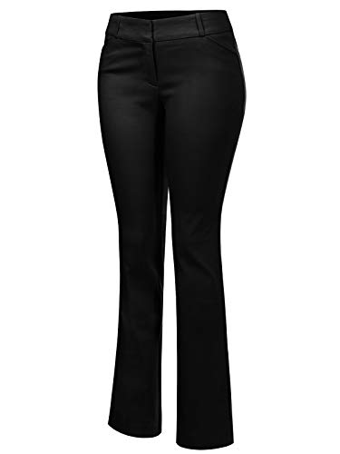 Design by Olivia Women's High Waist Comfy Stretchy Bootcut Trouser Pants Black L