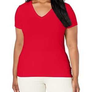 Nautica Women's Easy Comfort V-Neck Supersoft Stretch Cotton T-Shirt, Red, Medium