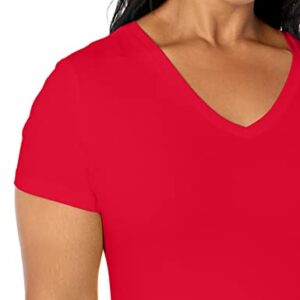 Nautica Women's Easy Comfort V-Neck Supersoft Stretch Cotton T-Shirt, Red, Medium