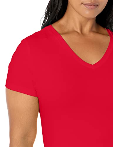 Nautica Women's Easy Comfort V-Neck Supersoft Stretch Cotton T-Shirt, Red, Medium