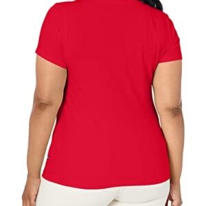 Nautica Women's Easy Comfort V-Neck Supersoft Stretch Cotton T-Shirt, Red, Medium