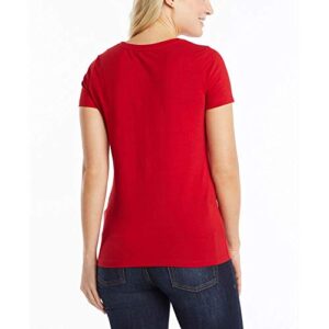 Nautica Women's Easy Comfort V-Neck Supersoft Stretch Cotton T-Shirt, Red, Medium