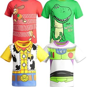 Disney Pixar Toy Story Buzz Lightyear Woody Rex Slinky Dog Little Boys 4 Pack T-Shirts Multi 6