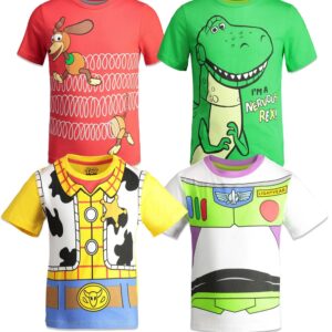 Disney Pixar Toy Story Buzz Lightyear Woody Rex Slinky Dog Little Boys 4 Pack T-Shirts Multi 5