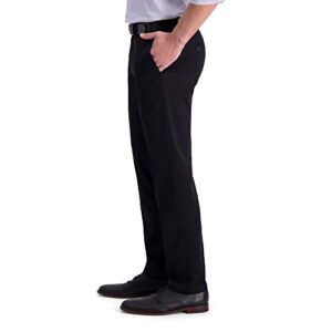 Haggar Men's Iron Free Premium Khaki Slim-Straight Fit Flat Front Flex Waist Casual Pant, Black, 34 x 29