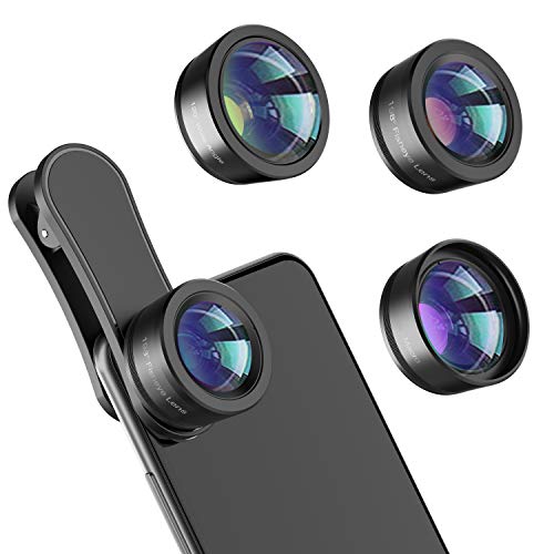 Phone Camera Lens,Upgraded 3 in 1 Phone Lens kit-198° Fisheye Lens + Macro Lens + 120° Wide Angle Lens,Clip on Cell Phone Lens Kit Compatible with iPhone Samsung Android Smartphones