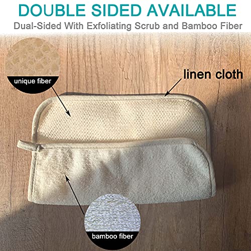 3 pcs 12" Large XL Soft Weave & Bamboo Fiber Home Shower Spa Exfoliating Face and Body Wash Cloths, Dual-Sided with Exfoliating Scrub - Remove Dead Skin - Great for Skin in The Bath